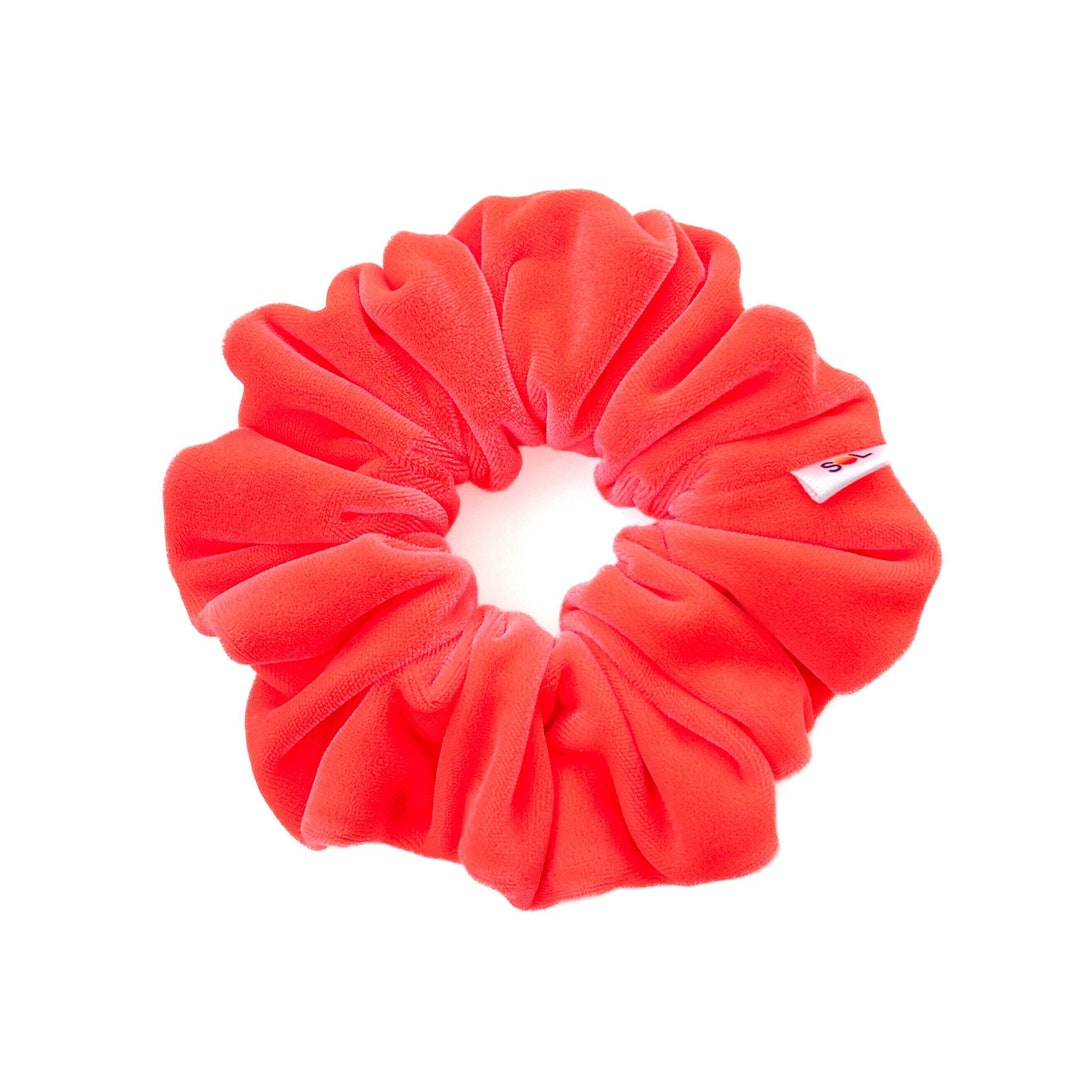 Lush Velvet Scrunchie Neon Coral | Handmade Hair Scrunchie, Neon Coral ...