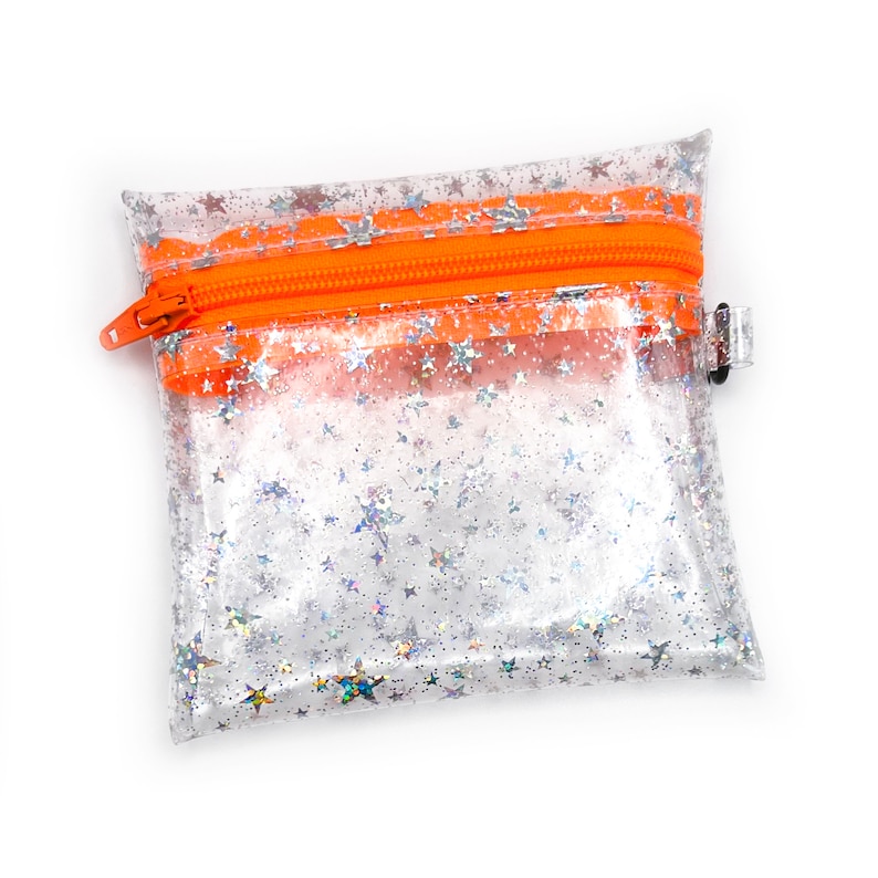 Clear Coin Pouch Holographic Glitter Stars Neon Zipper Zip - Etsy