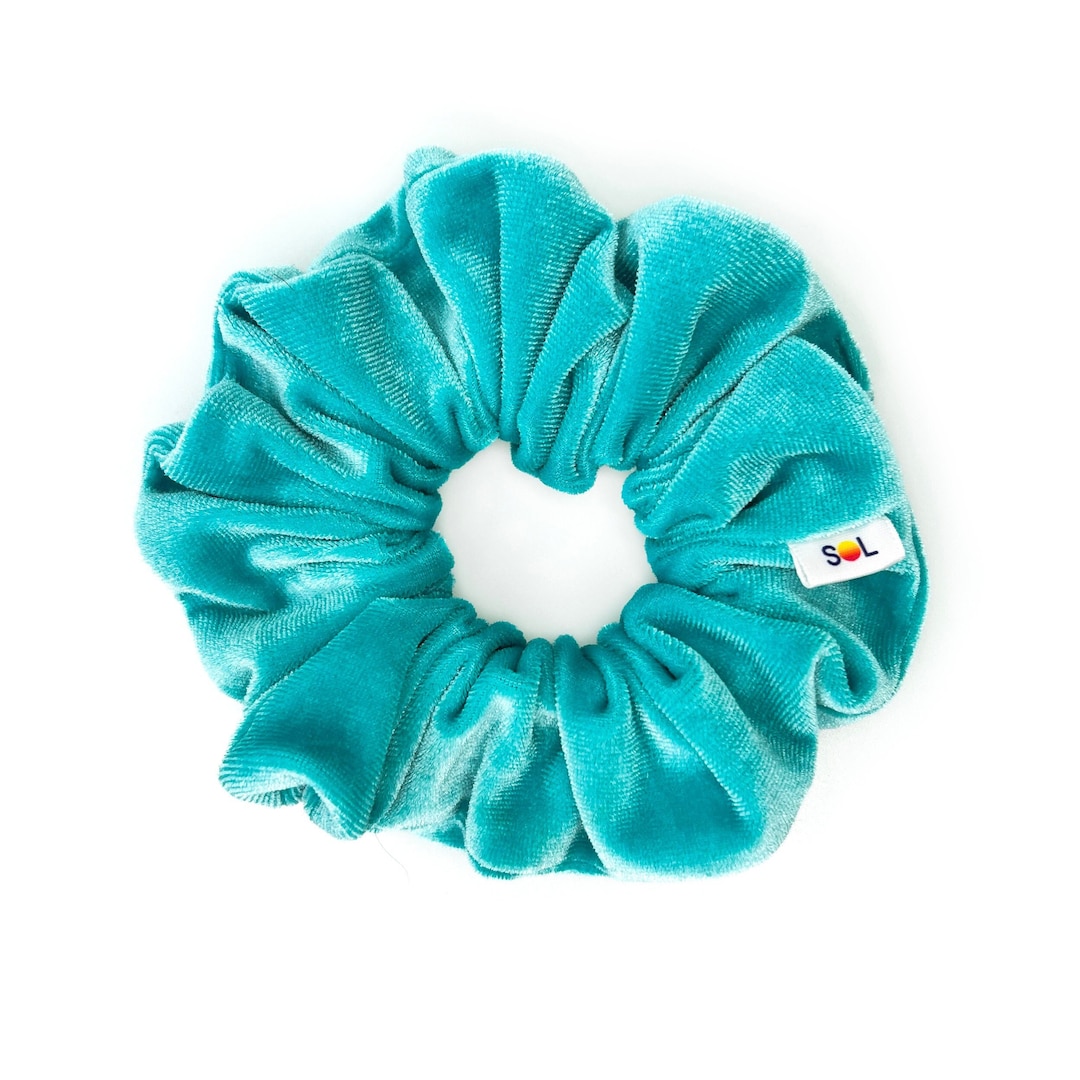 Lush Velvet Scrunchie Turquoise | Handmade Hair Scrunchie, Teal Blue ...