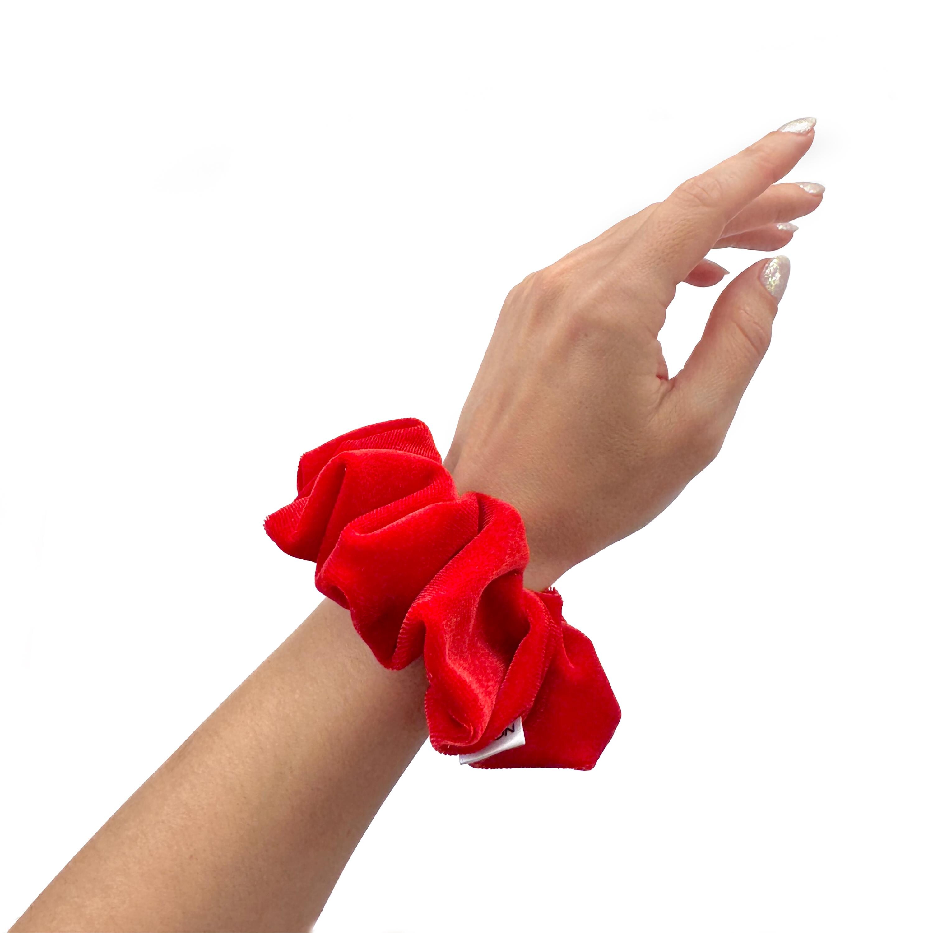 Bright Red Velvet Scrunchie | Luxe Strawberry Stretch Velvet ...