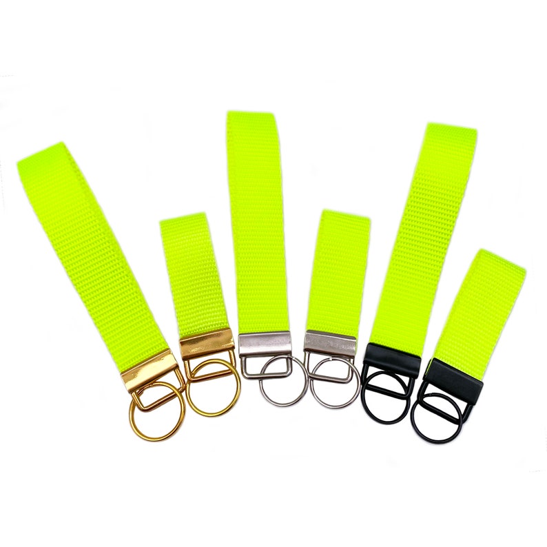 Neon Fluorescent Yellow Key Fob Wristlet - 3" or 5.5" - Optional ...