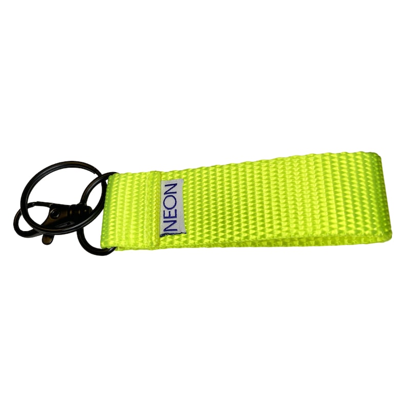 Mini Keychain Neon Fluorescent Yellow, Key Fob Wristlet, Swivel Lobster ...