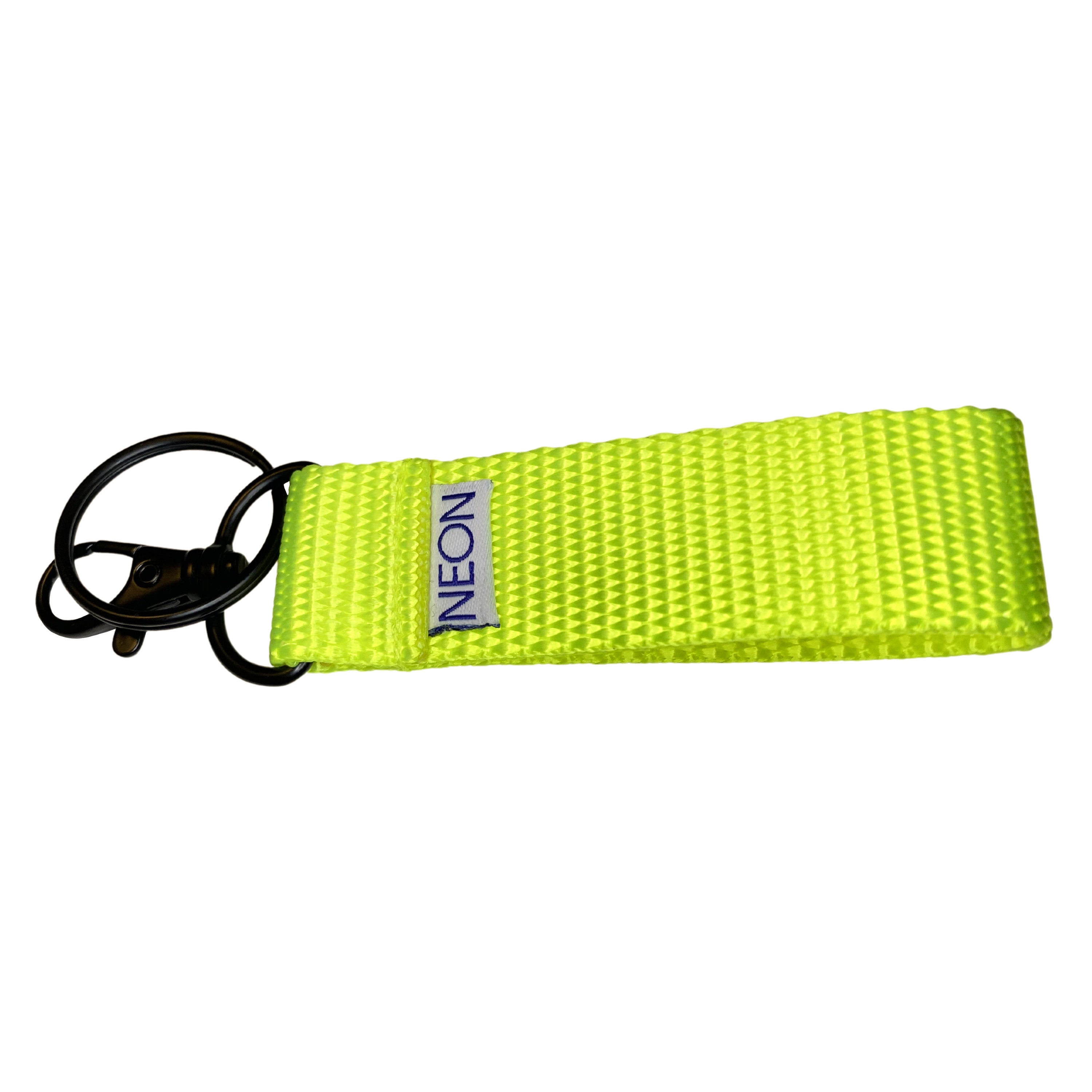 Mini Keychain Neon Fluorescent Yellow, Key Fob Wristlet, Swivel Lobster ...