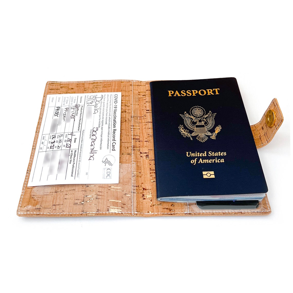 Cork Passport and Vaccine Card Holder Wallet Natural Cork | Etsy