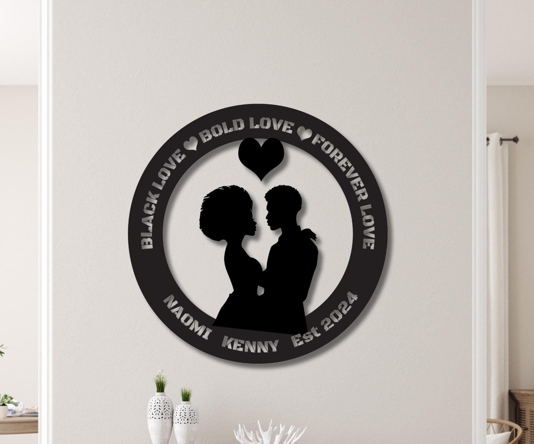 African American Custom Couple Metal Art, Black Couple Love Metal Art ...