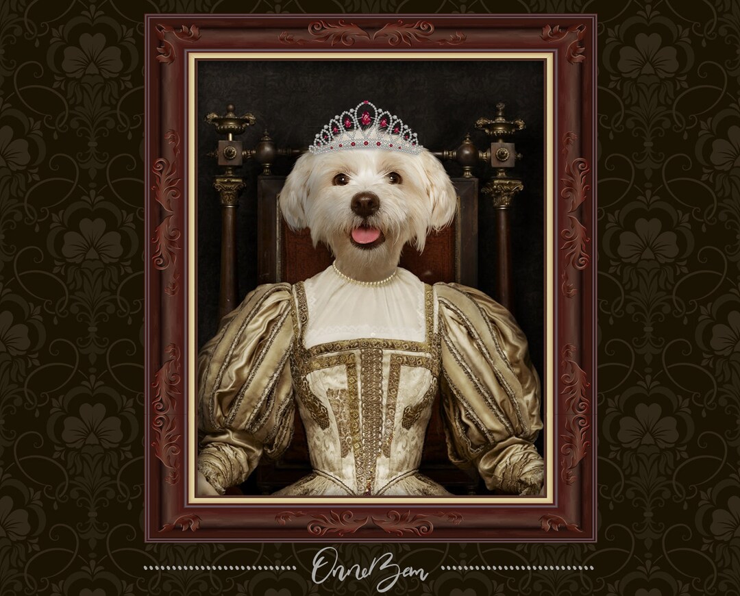 Custom Queen Pet Portrait . Renaissance Pet Portrait . Classic and ...