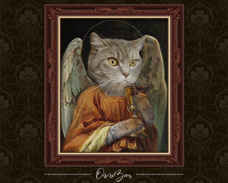 Custom Angel Pet Portrait . Custom Pet Portrait . Angel Cat - Etsy