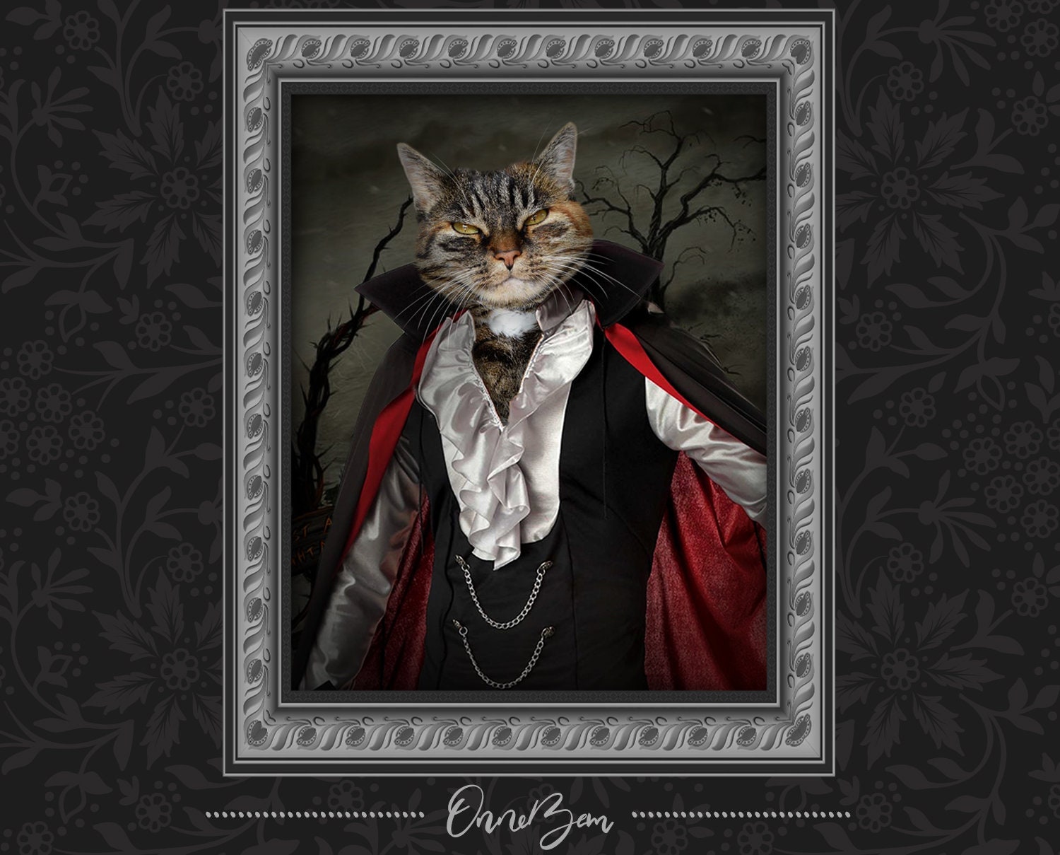 Custom Dracula Cat Portrait . Scary Pet Portrait . Dracula Dog - Etsy