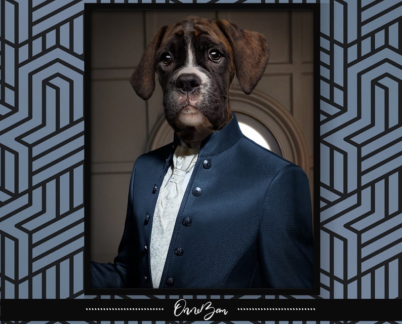 Custom Pet Portrait in Suit . Custom Dog Portrait in Suit . - Etsy