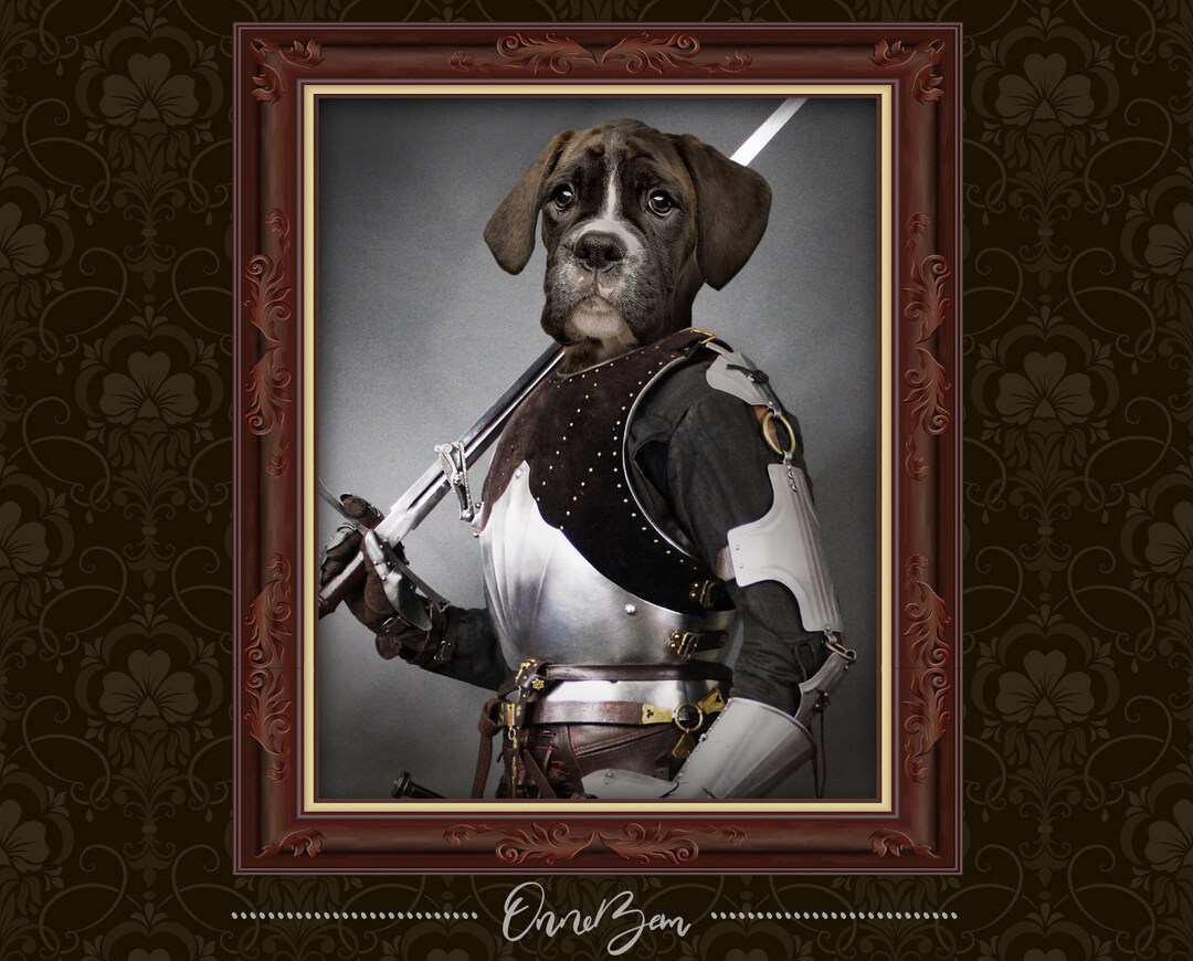 Custom Knight Pet Portrait . Custom Pet Knight Portrait . Classic ...