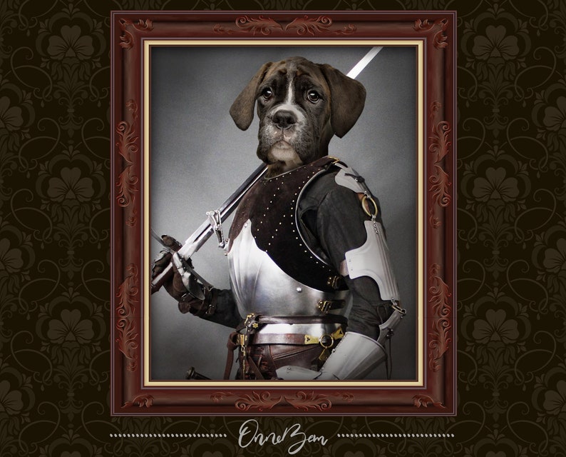Custom Knight Pet Portrait . Custom Pet Knight Portrait . Classic ...