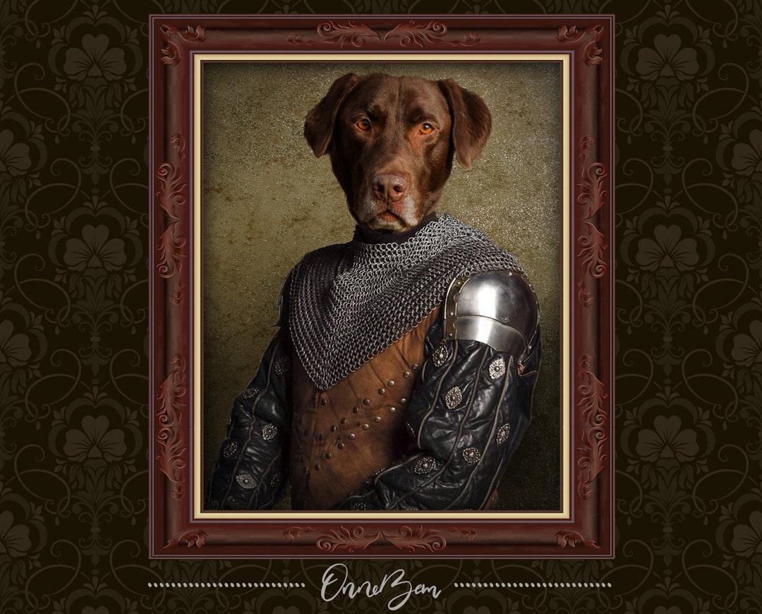 Custom Knight Pet Portrait . Custom Pet Knight Portrait . Classic Pet ...
