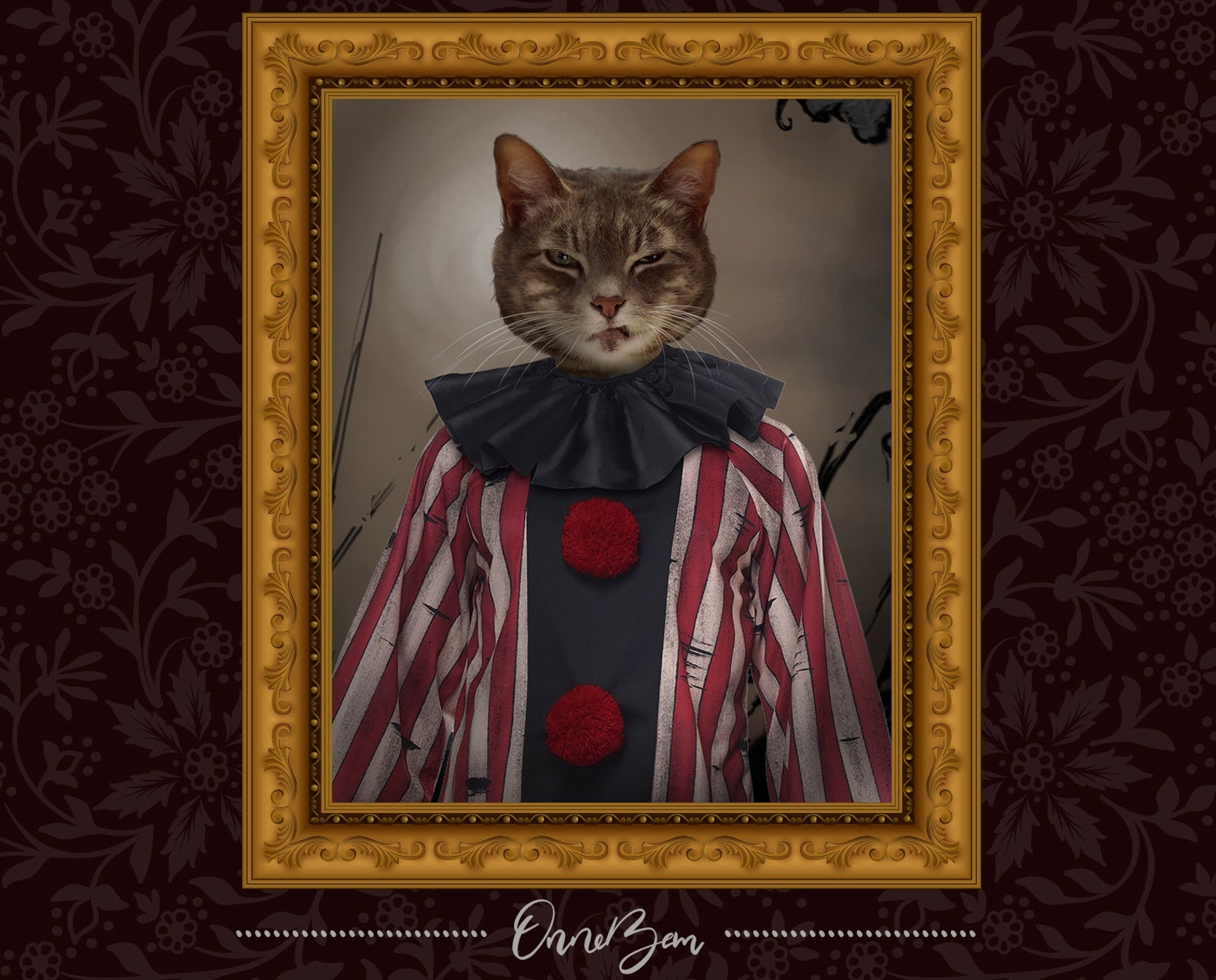 Custom Pet Portrait in Scary Clown Costume . Custom Pet Horror - Etsy
