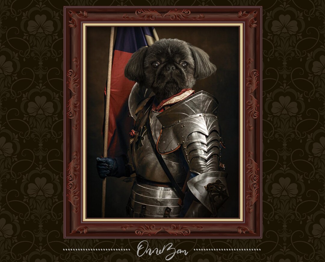 Custom Knight Pet Portrait . Custom Knight Dog Portrait . Classic ...