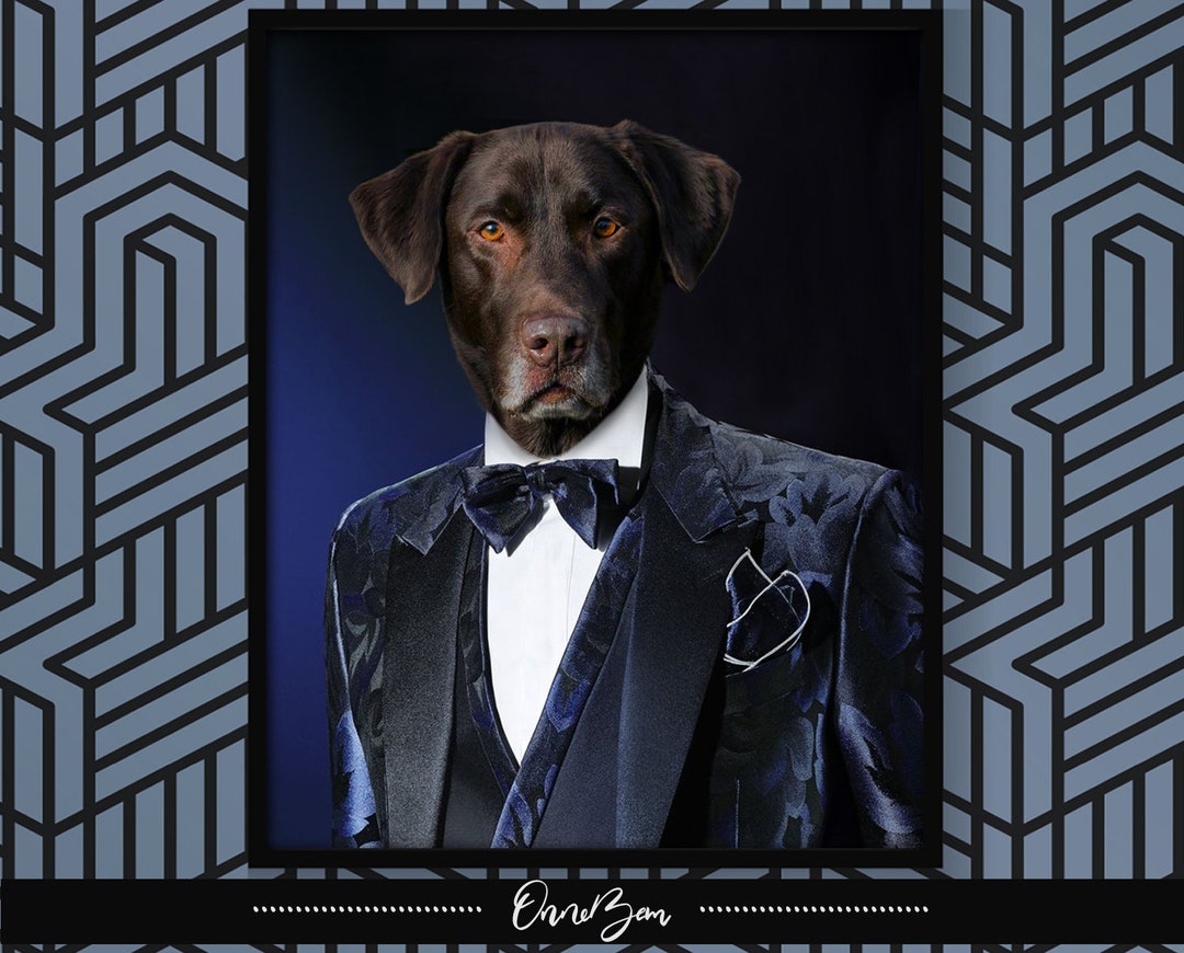 Custom Pet Portrait in Suit . Custom Animal Portrait in Suit . Custom ...