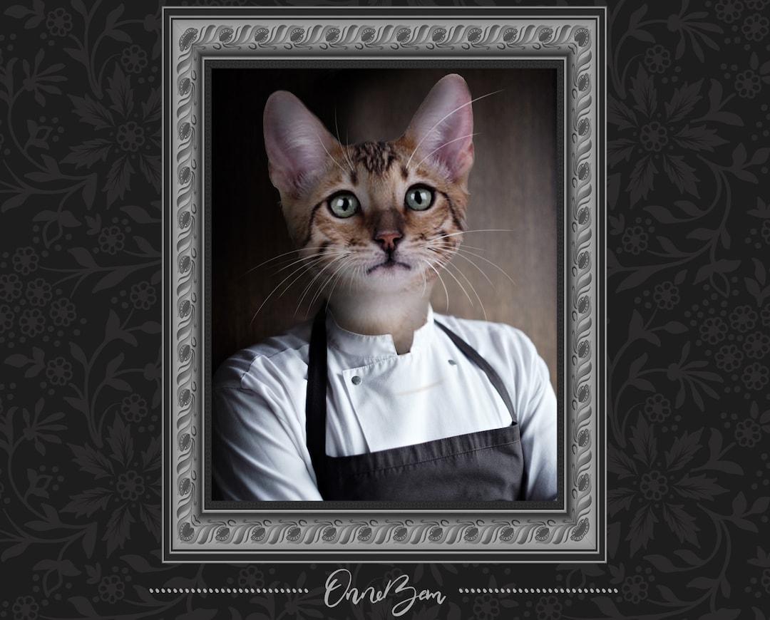 Custom Pet Chef Portrait . Custom Chef Pet Portrait . Funny Pet ...