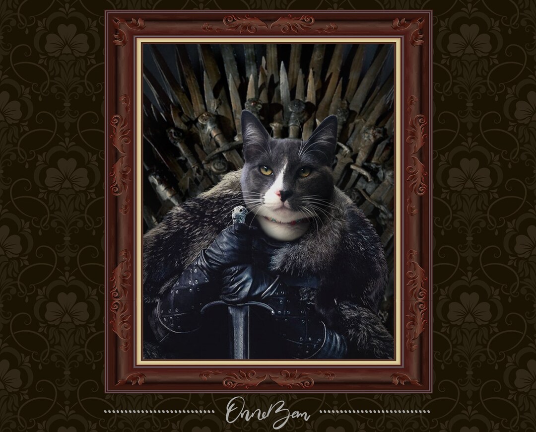 Custom Game of Throne Pet Portrait . Jon Snow Iron Throne . Custom Iron ...