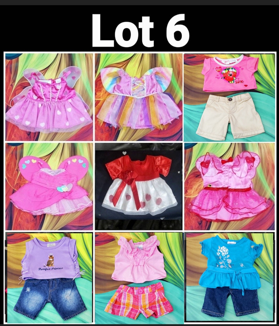 Build-a-bear Pink Red Formal Ruffled Sequined Dress Teddy Outfit ...