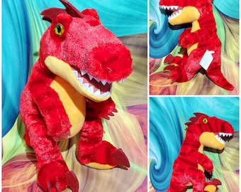 Build A Bear Red Raptor Dinosaur Plush. EUC - Etsy