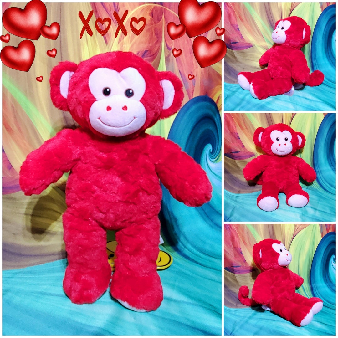 Build A Bear Red Heart Monkey 16" Stuffed Valentines Day Plush - Etsy