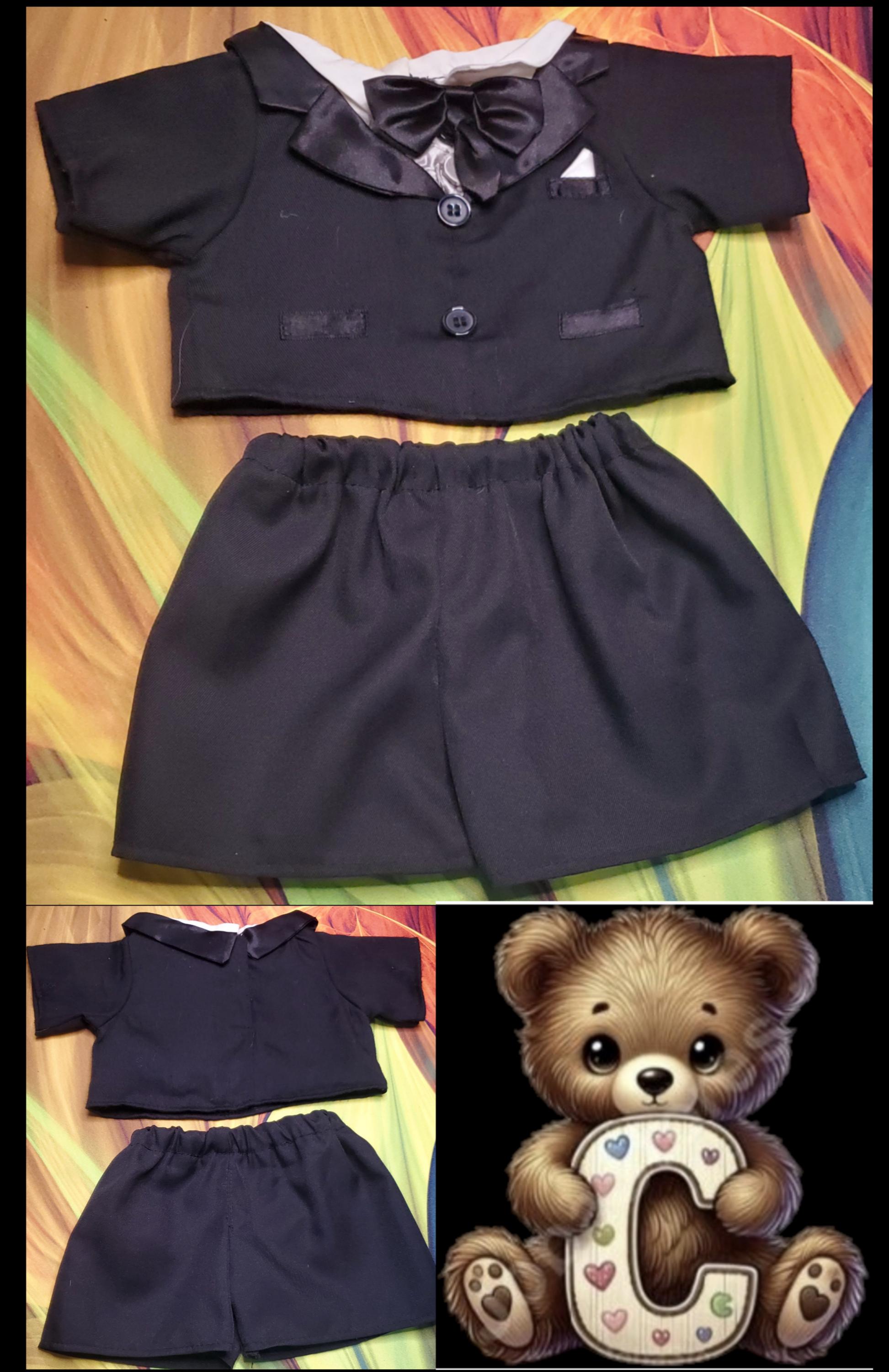 Build A Bear 2 Pc Suit Tuxedo Outfit Shirt Shorts Denim Teddy Boy ...