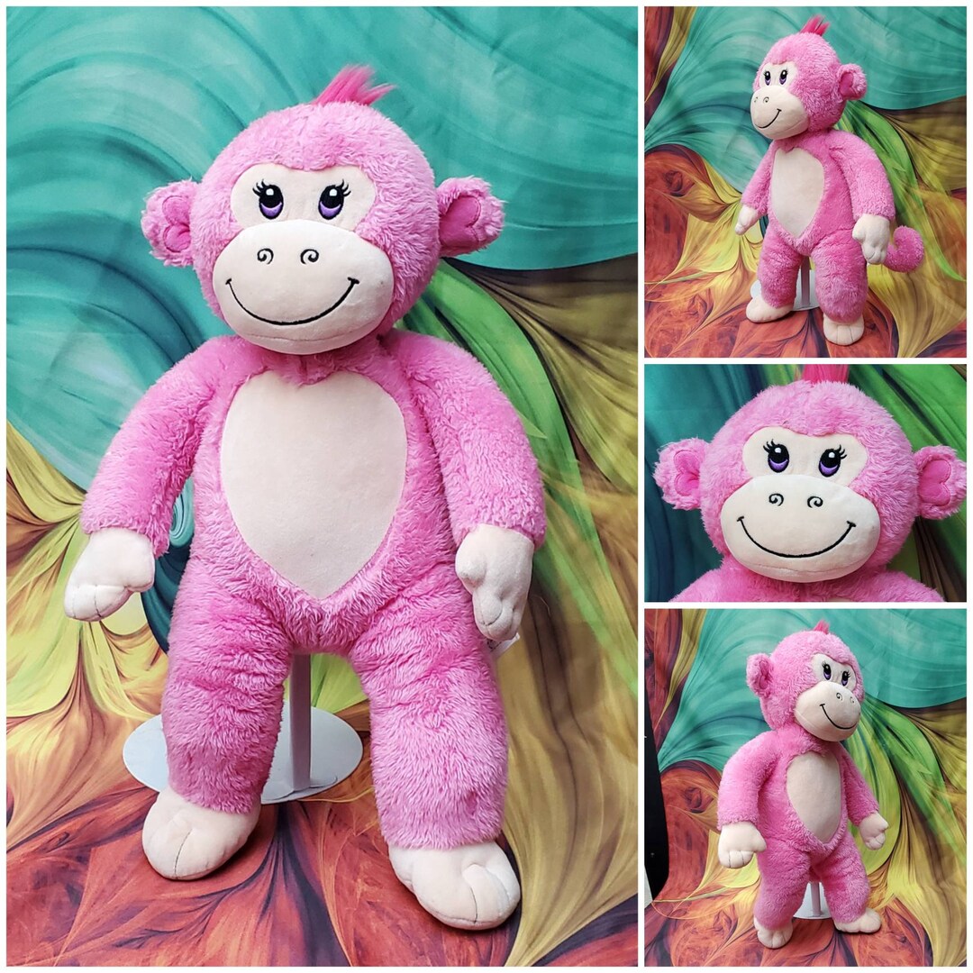 16" Build A Bear Pink Monkey Chimp Ape Tan Heart Stuffed Valentines Day ...