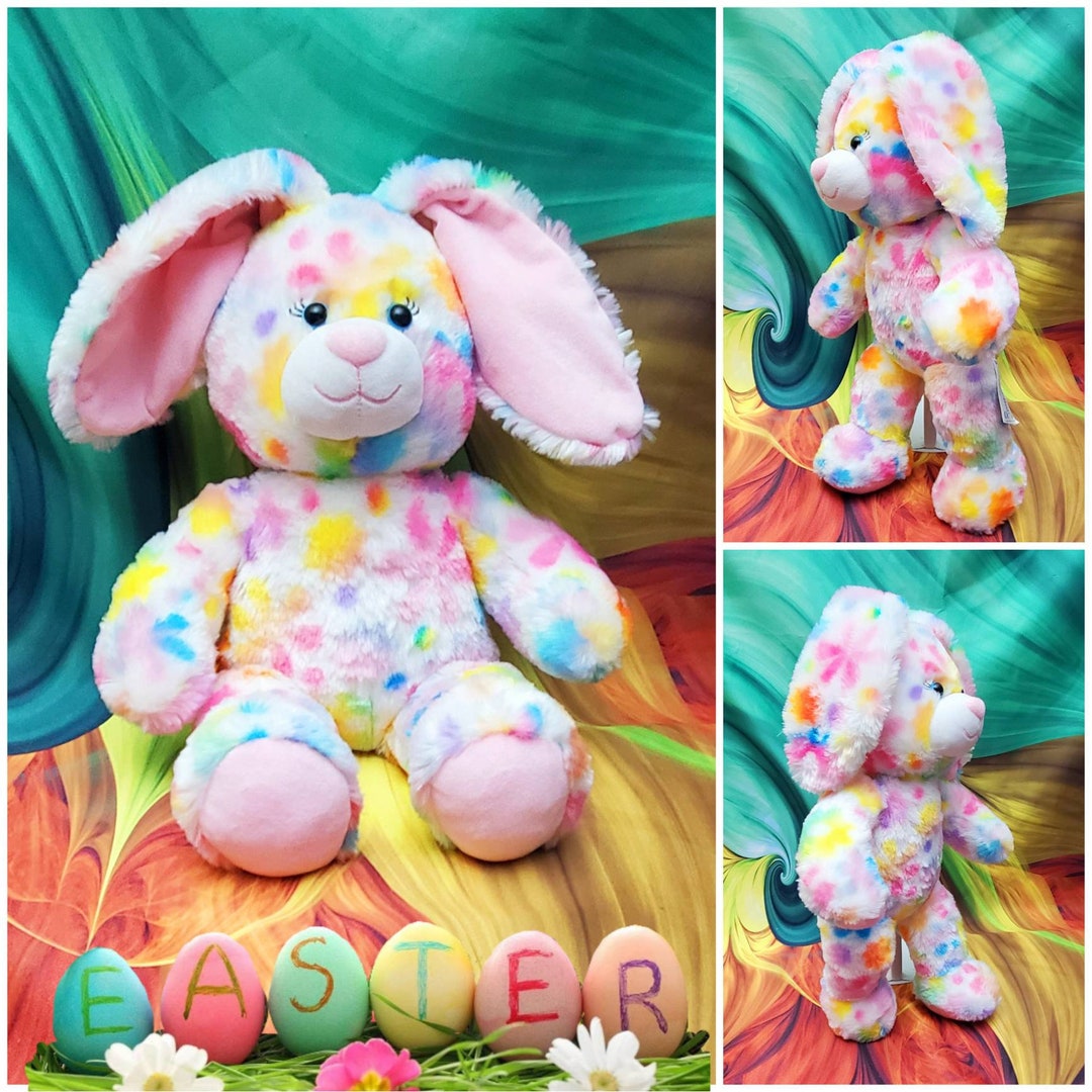 Build A Bear Flowers Bunny Rabbit White Pink Blue 16 Spring Stuffed BAB Plush Etsy Polska