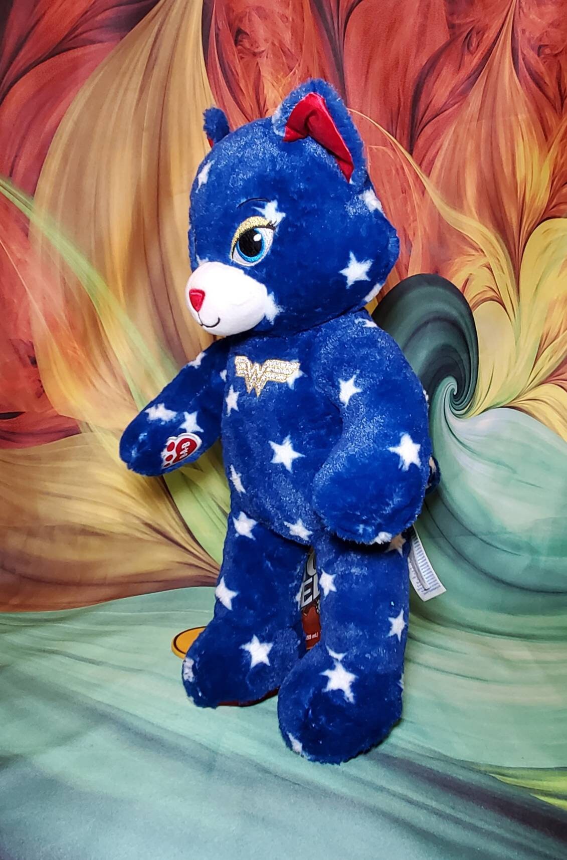 Build A Bear Wonder Woman Cat DC Comics Plush Blue White Red Justice ...
