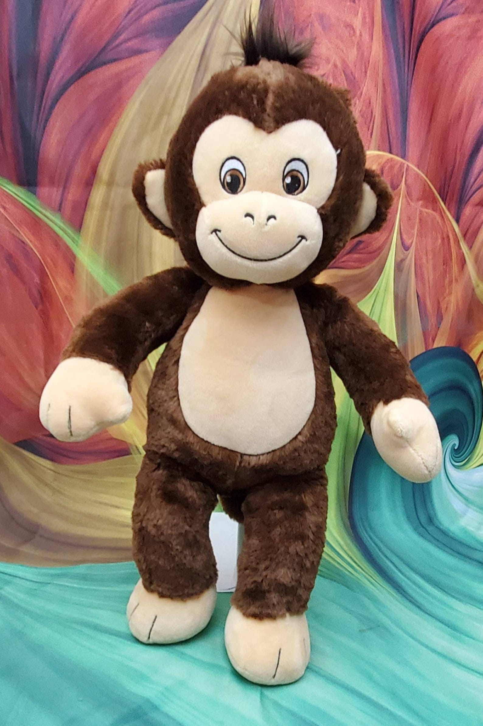 Build a Bear Smiley Monkey Chimp Ape 16" Stuffed BABW Plush Brown Tan ...