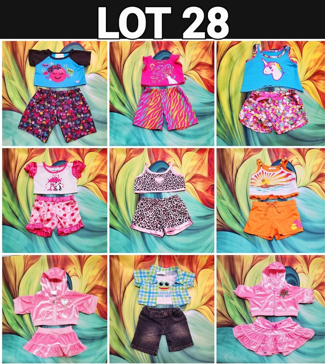 Build A Bear Sleeper Pajamas Outfit Shirts Shorts Boy Girl Teddy ...
