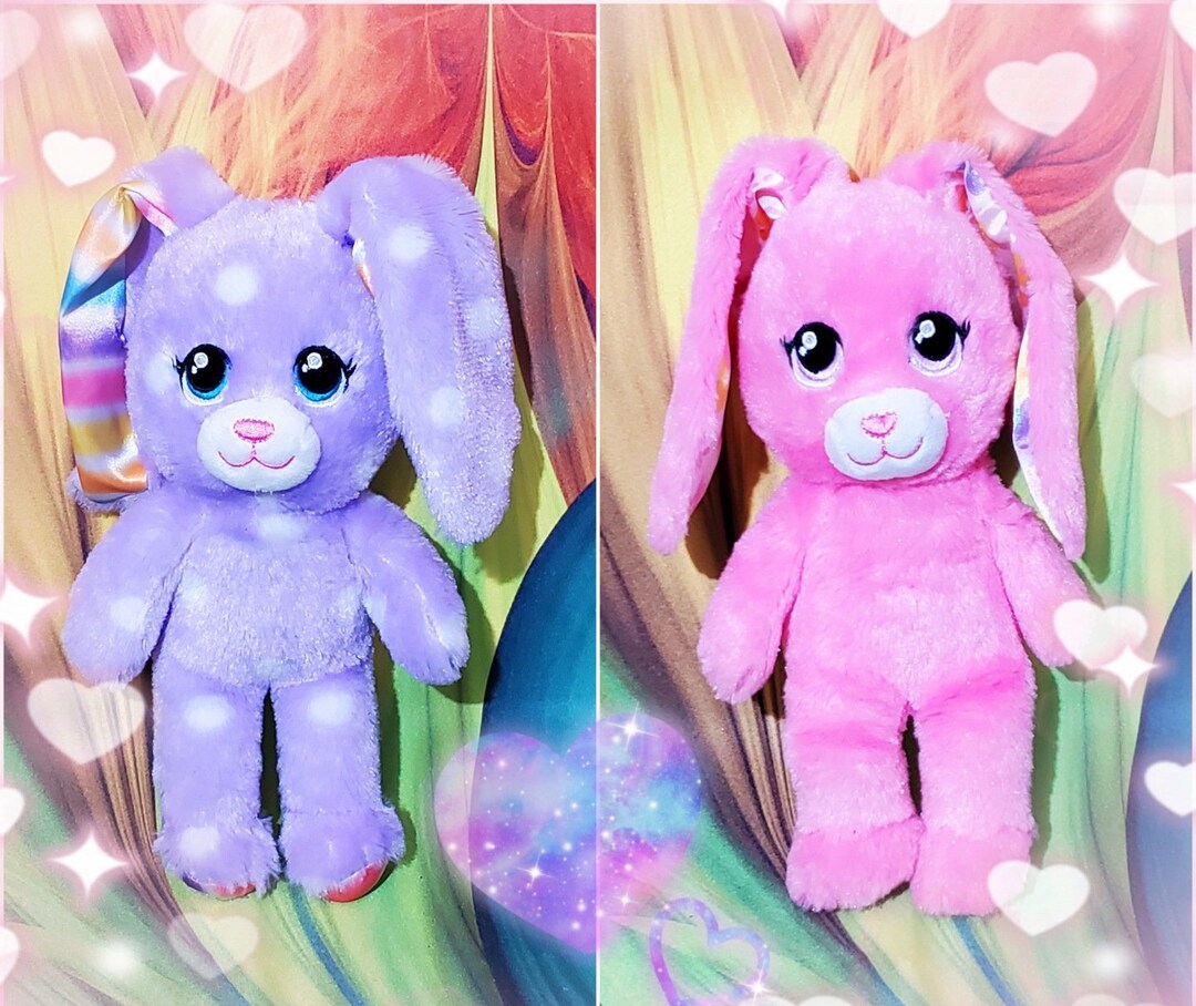 2 Build a Bear 8 Easter Bunny Smallfry Buddies Plush Purple Dots Pink ...