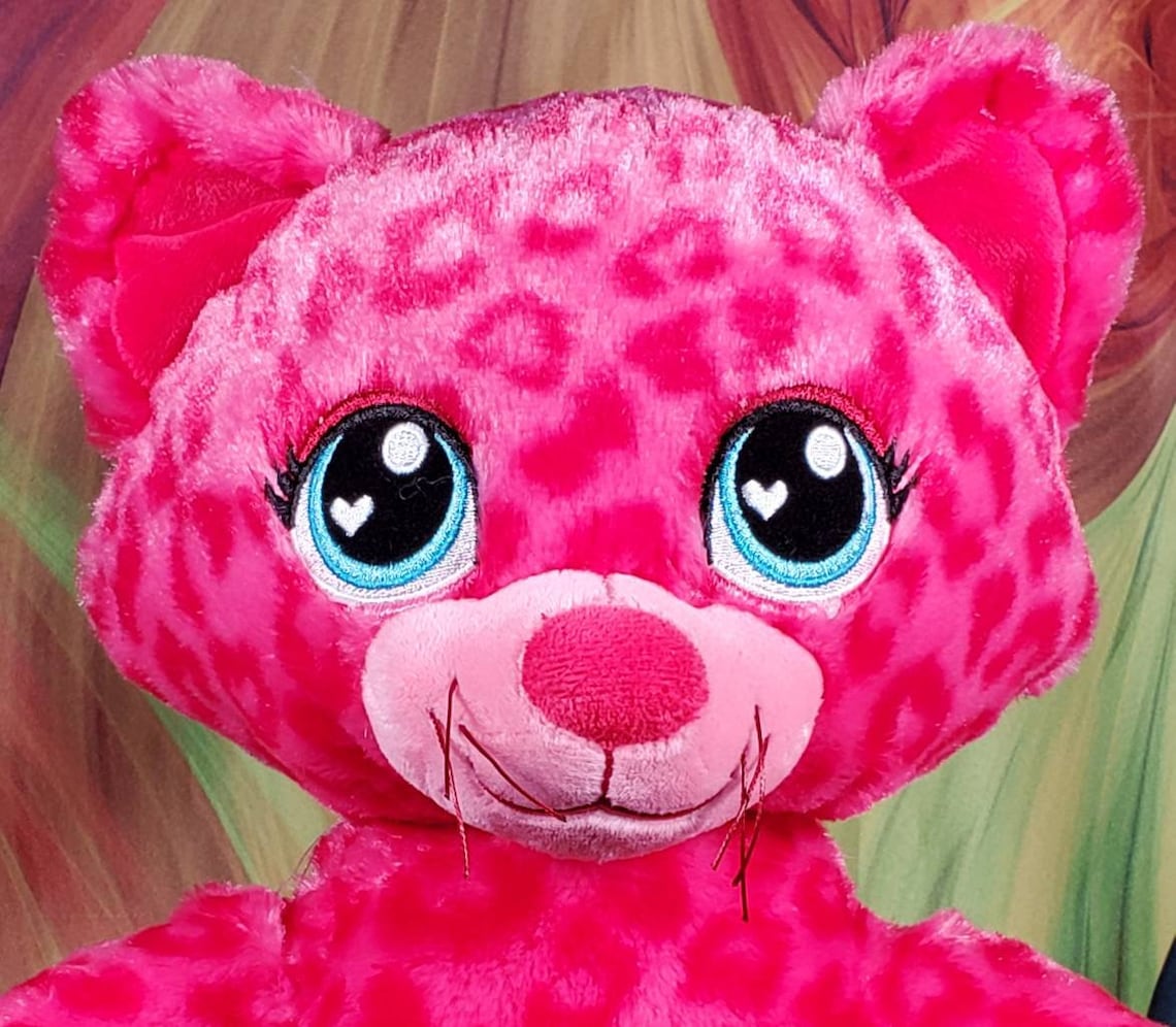 Build A Bear Pink Leopard Print Cat Stuffed Animal Plush - Etsy UK