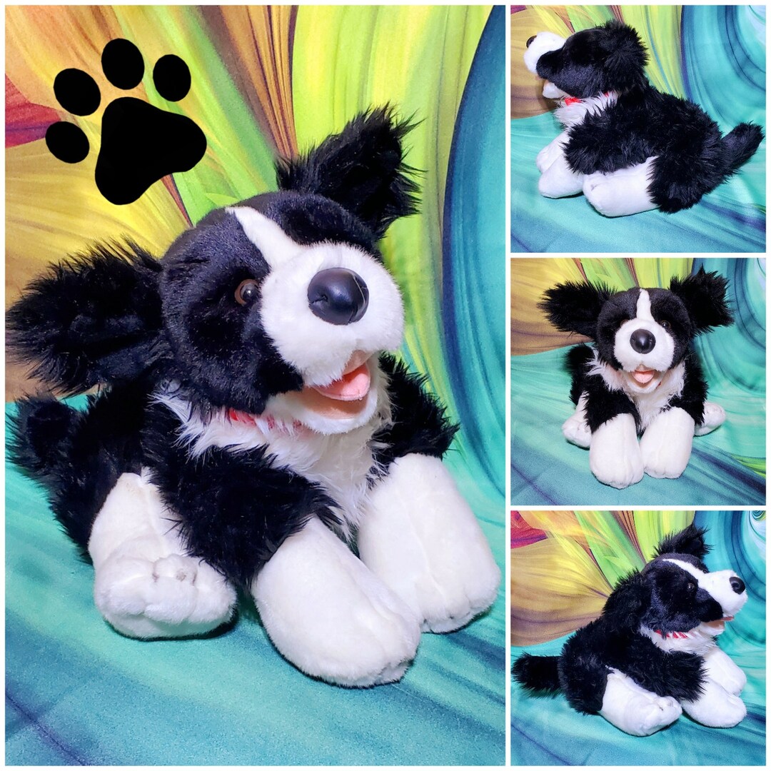 Build A Bear Puppy Dog Plush Border Collie / Saint Bernard Black White ...