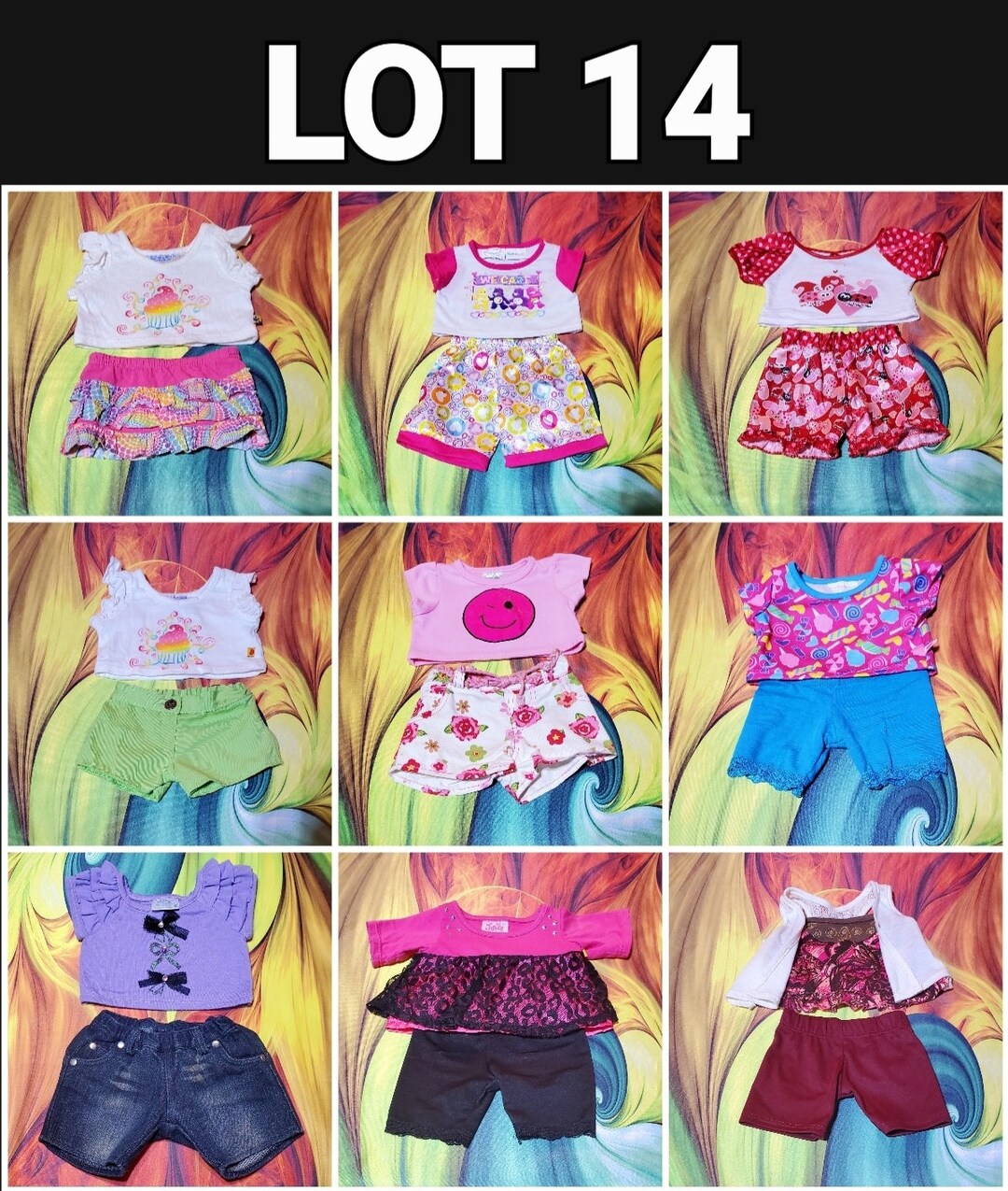 Build A Bear Outfit Shirt Skirt Shorts Teddy Girl Boys Clothes Lot 14 ...