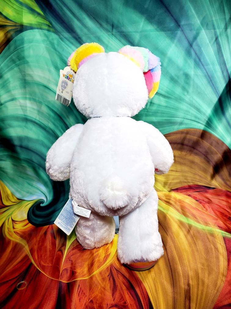Build A Bear 16 Sweet Stripes Bunny Rabbit White Rainbow | Etsy