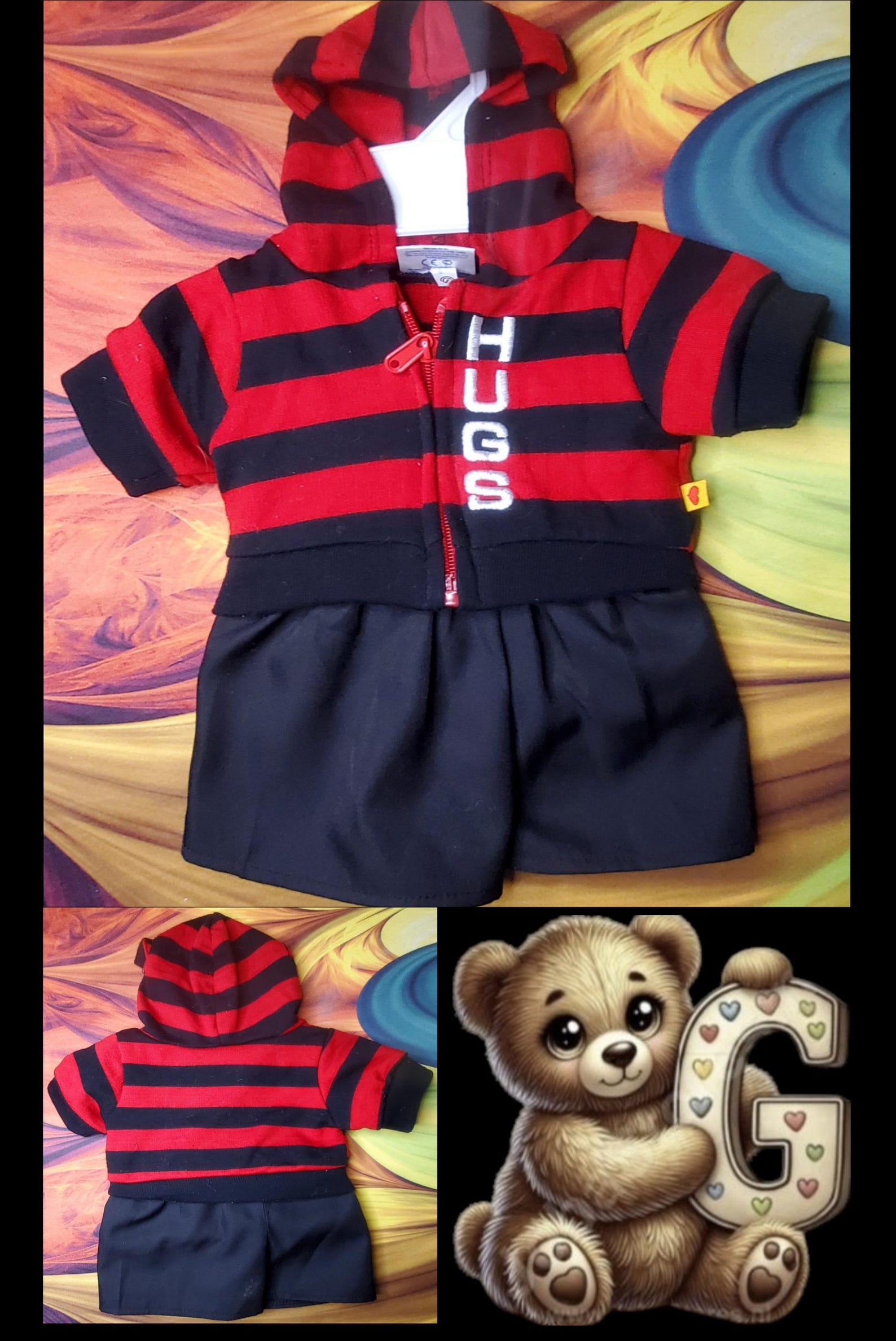 Build A Bear 2 Pc Suit Tuxedo Outfit Shirt Shorts Denim Teddy Boy ...