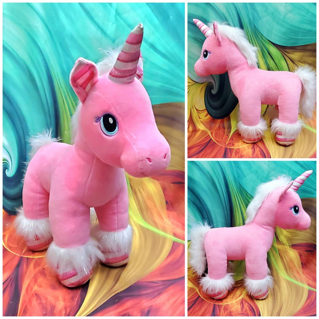 14" Build A Bear Candy Cane Swirl UNICORN Pink Stuffed BAB Plush ...