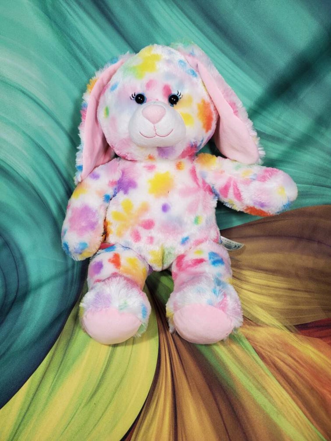 Build A Bear Flowers Bunny Rabbit White Pink Blue 16 | Etsy