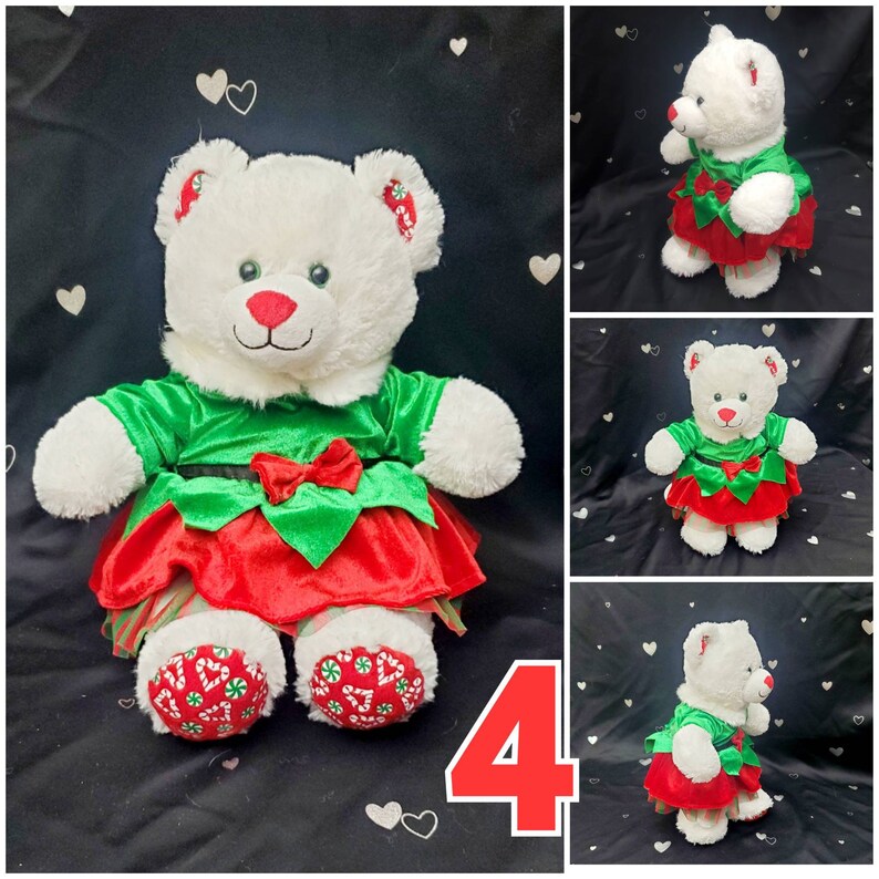 Build-a-bear Workshop Christmas Plush With Peppermints Red White Green ...
