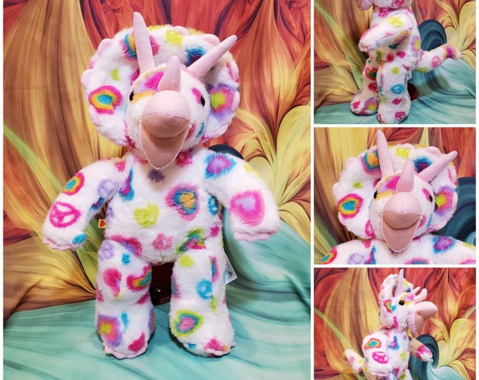 17 Build A Bear Workshop Triceratops Dinosaur Rainbow Hearts BABW ...