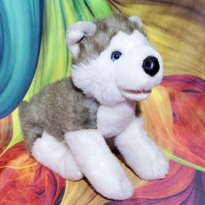 Build A Bear Puppy Dog Siberian Husky Stuffed Plush Gray White Blue ...