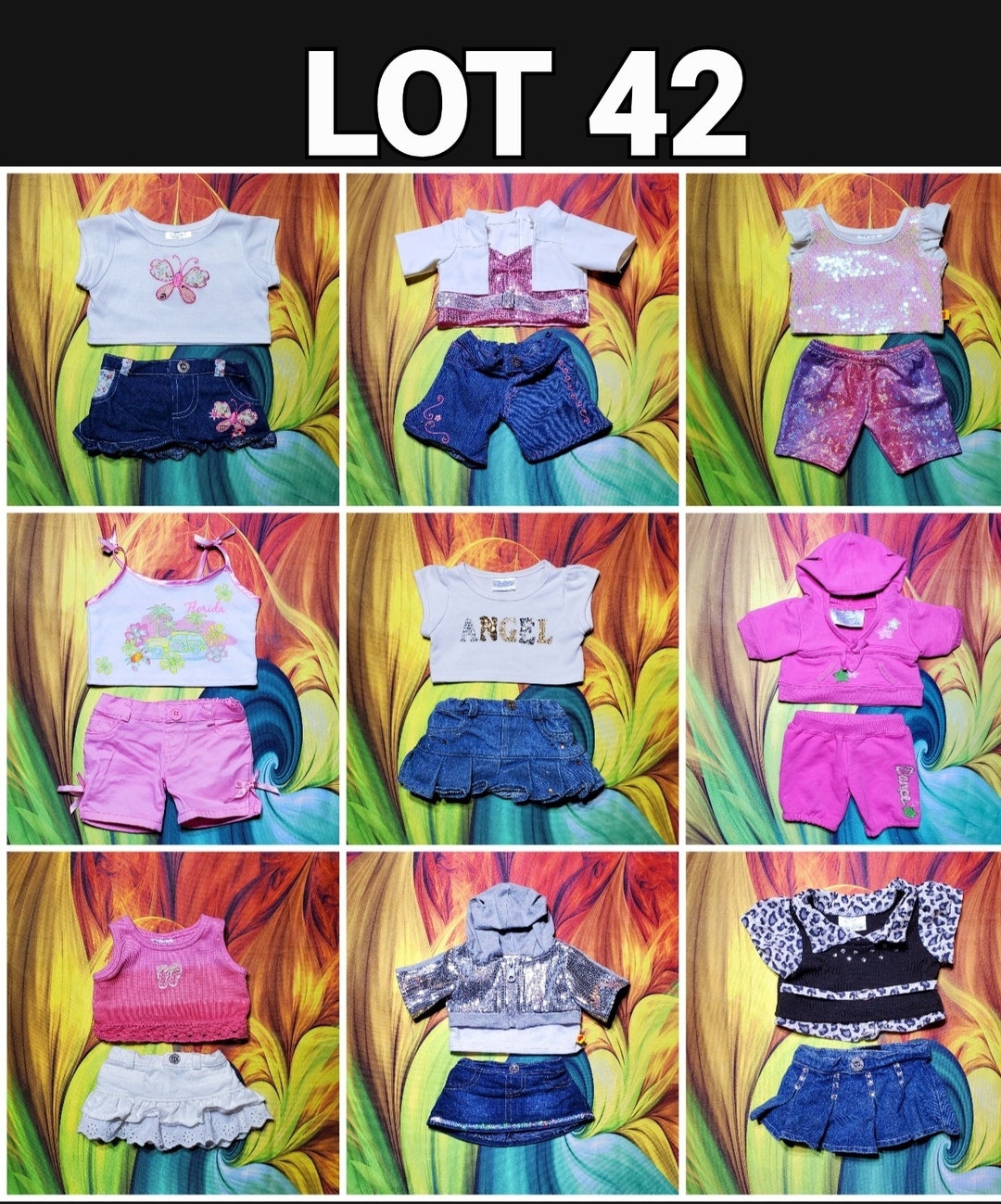 Build A Bear Outfit Shirt Skirt Shorts Denim Tulle Dress Girl Teddy ...