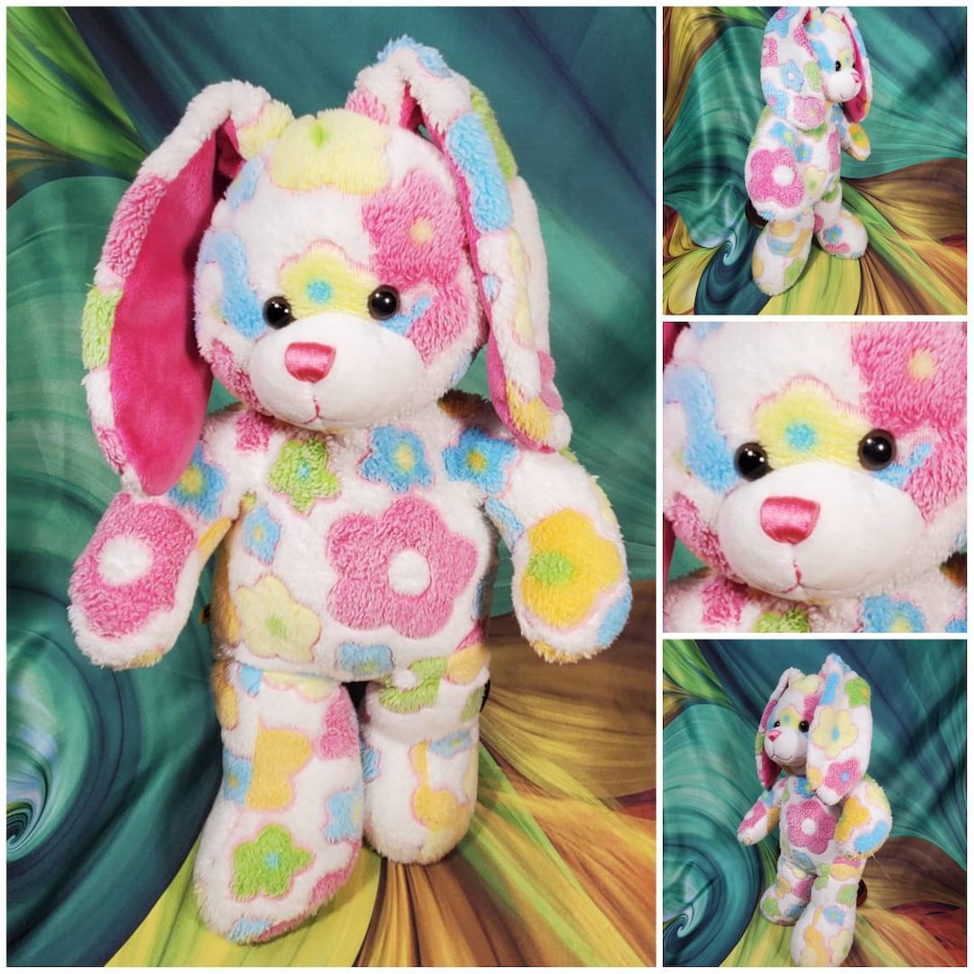Build a Bear 16 Bunny Rabbit Stuffed Plush Flower Power Blossom Pastel ...