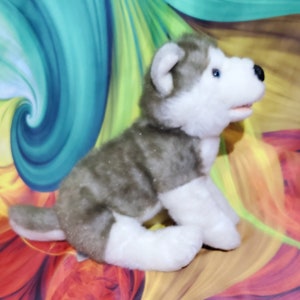 Build A Bear Puppy Dog Siberian Husky Stuffed Plush Gray White Blue ...