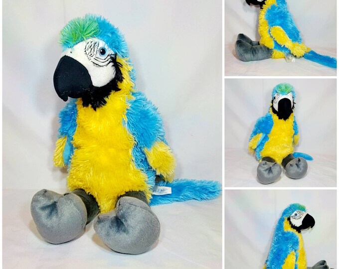 Build A Bear Parrot Macaw Blue Yellow Bird Zoorrific Zoo Stuffed Plush ...