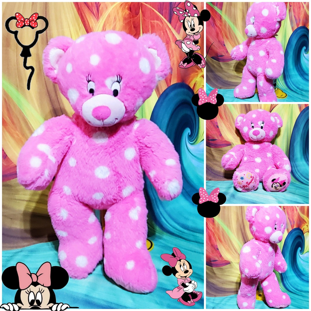 Build a Bear Disney Minnie Mouse Pink White Polka Dot Stuffed Plush 16 ...