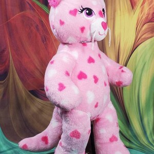 17” Build A Bear Huggable Hearts Pink Kitty Cat Plush BABW Valentines ...