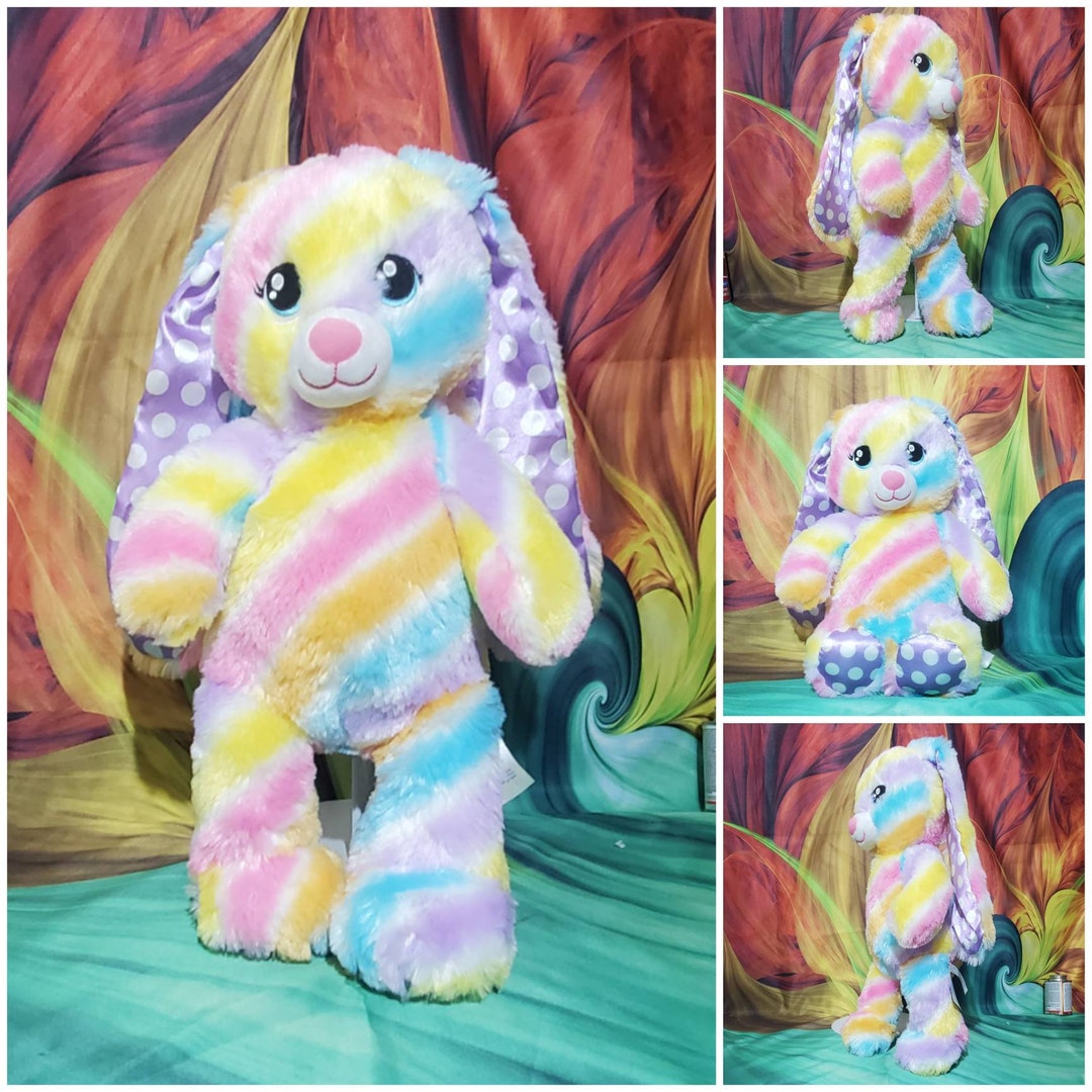 Build A Bear 16" Sweet Spring Stripes Bunny Rabbit Pastel Rainbow Polka ...