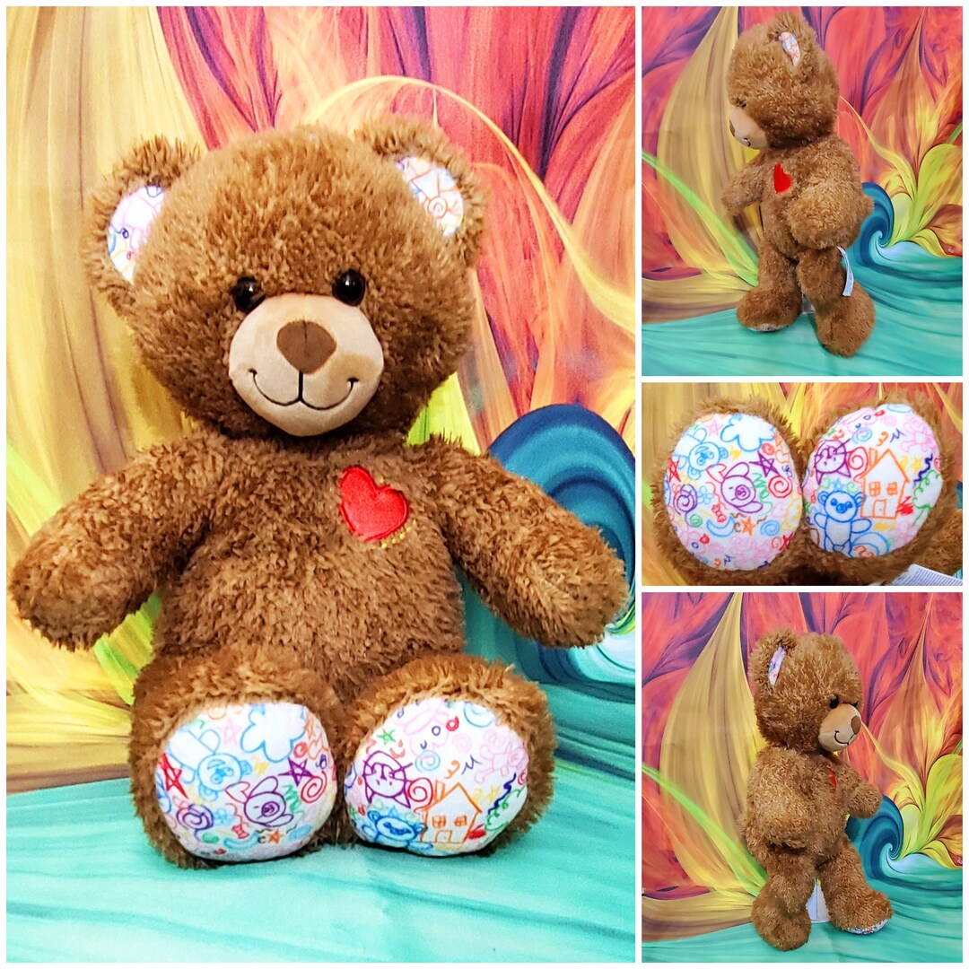 16" Build A Bear Foundation Hearts N Hugs Doodle Paws Brown Teddy Heart ...