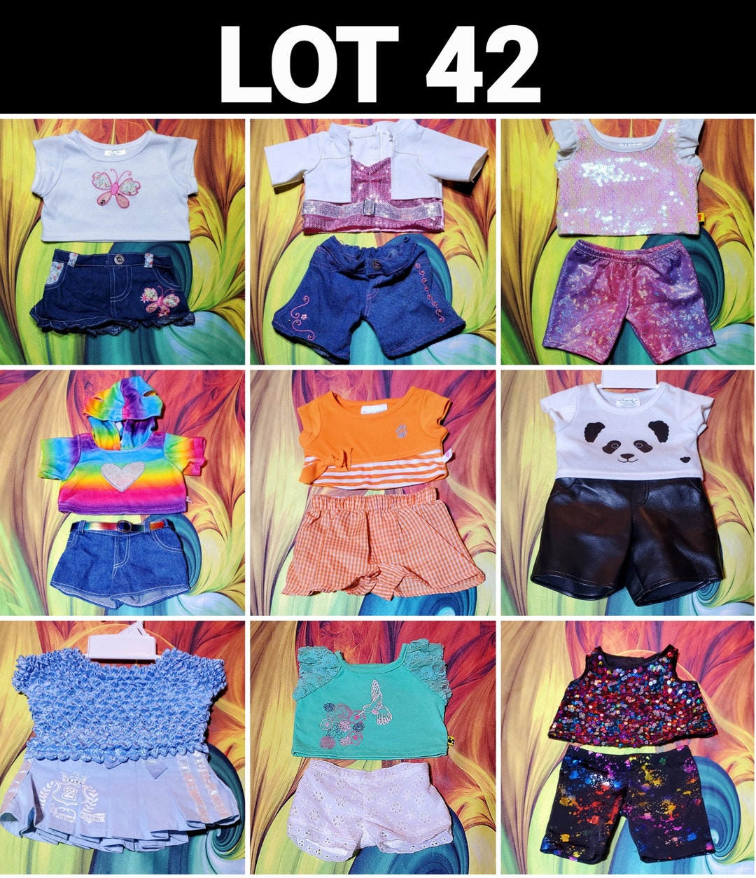Build A Bear Outfit Shirt Skirt Shorts Denim Tulle Dress Girl Teddy ...